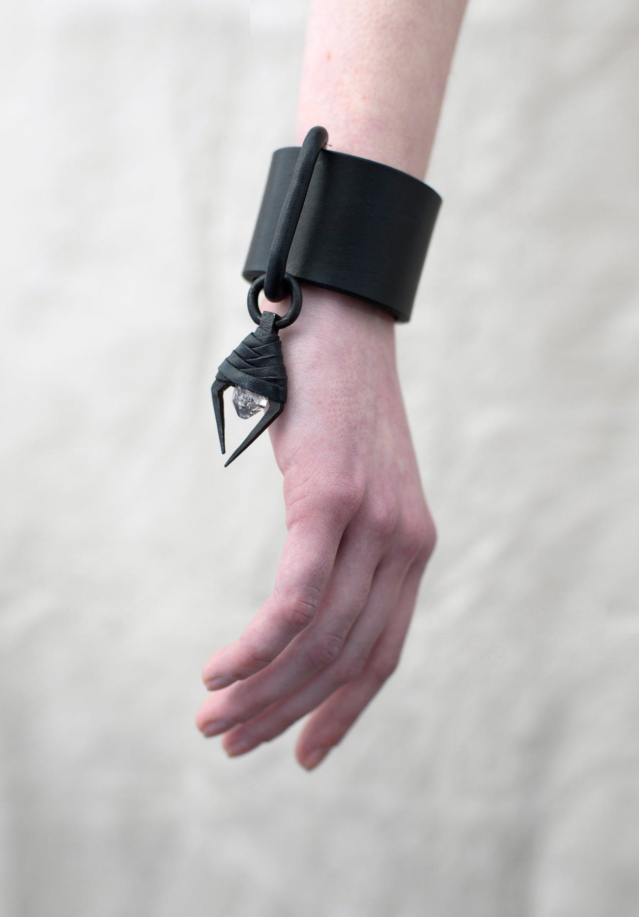 Mini Herkimer & Iron leather cuff/necklace – Anu Tera